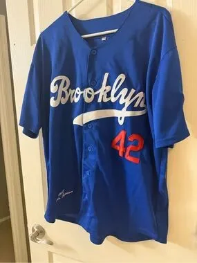 Shirts | Brooklyn Dodger Great Jackie Robinson Blue Base Jersey With ...